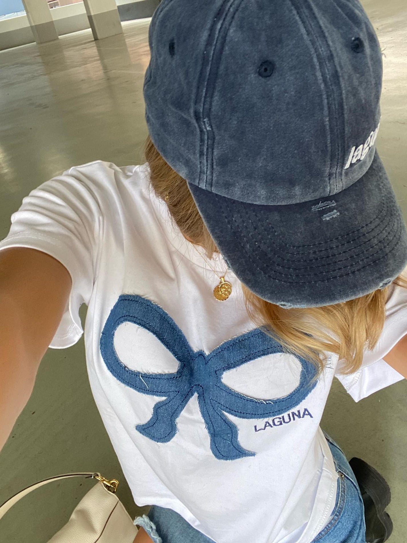 Vintage denim 'bow' baby tee – LAGUNA co